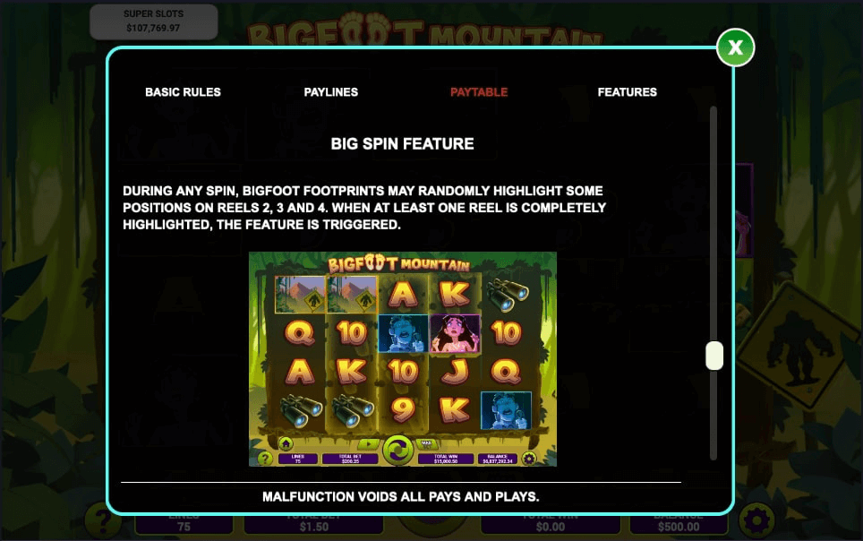 Bigfoot Mountain Slot Machine Review | 94.37% RTP